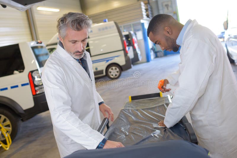 Paramedics Preparation Bed Unit Stock Photo - Image of sign, colleague ...