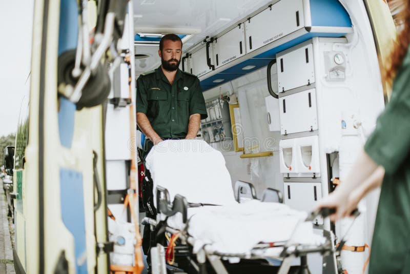 Paramedics at Work with an Ambulance Stock Image - Image of medic ...