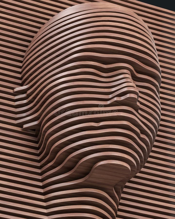 Parametric Wood Panel - Human Head - Horizontal. 3D Rendering Stock ...