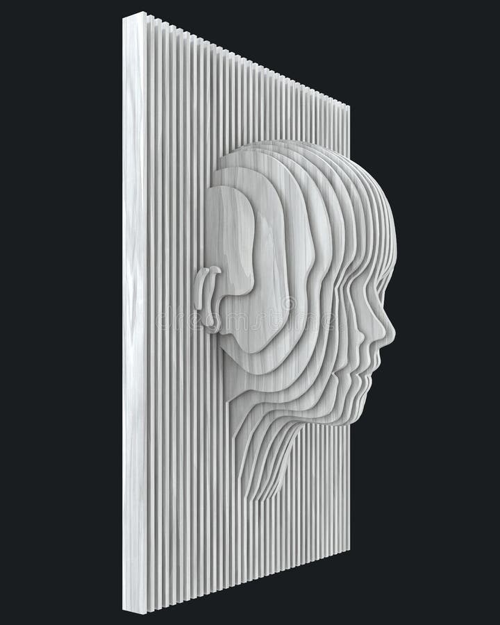 Parametric Wood Panel - Human Head - Horizontal. 3D Rendering Stock ...
