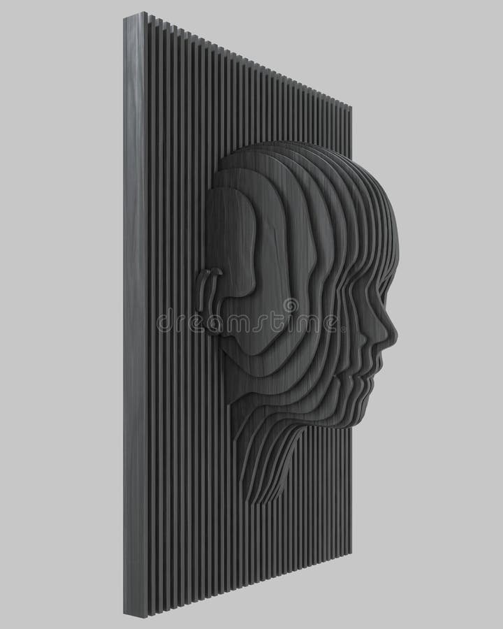 Parametric Wood Panel - Human Head - Horizontal. 3D Rendering Stock ...