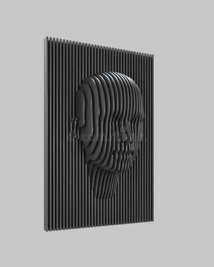 Parametric Wood Panel - Human Head - Horizontal. 3D Rendering Stock ...