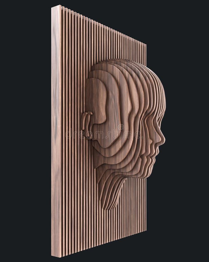 Parametric Wood Panel - Human Head - Horizontal. 3D Rendering Stock ...
