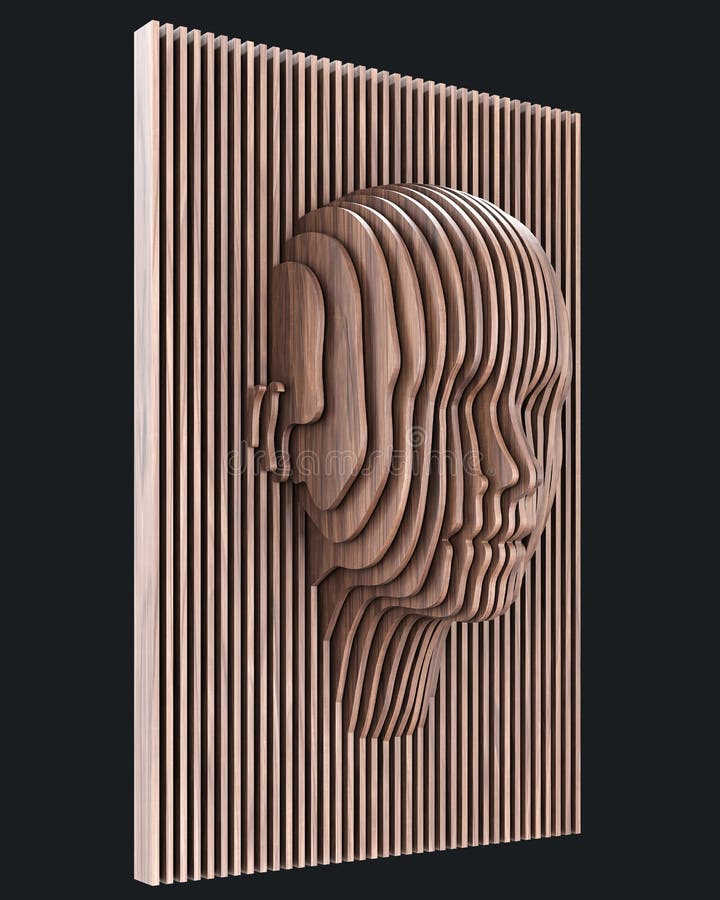 Parametric Wood Panel - Human Head - Horizontal. 3D Rendering Stock ...