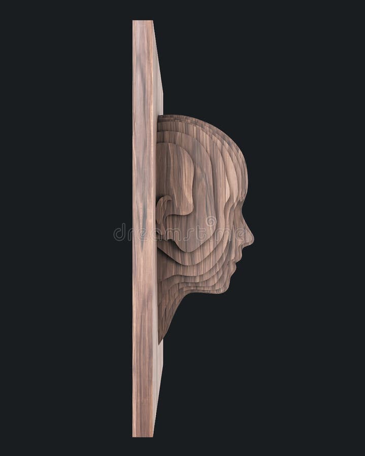 Parametric Wood Panel - Human Head - Horizontal. 3D Rendering Stock ...