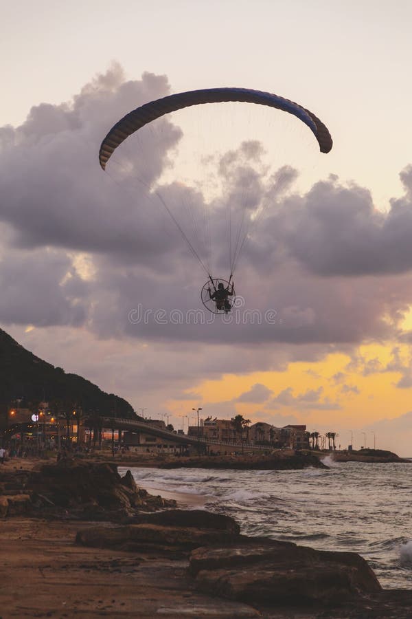 Paramotor in the sky stock photo. Image of parachute - 123343092