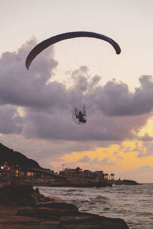 Paramotor in the sky stock image. Image of gliding, motor - 123343095