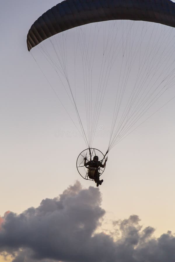 Paramotor in the sky stock image. Image of propeller - 123343097