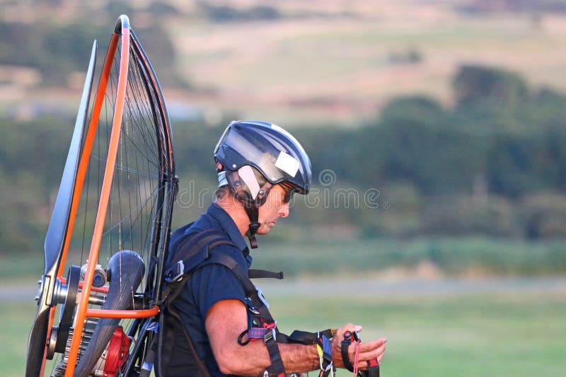 Paramotor Pilot Preparing To Fly Stock Image - Image of launch ...