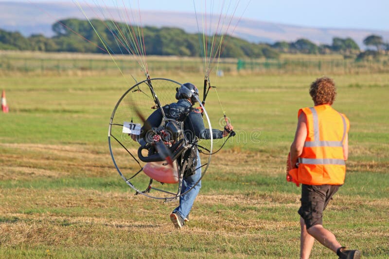 Paramotor Pilot Taking Off from a Field Editorial Image - Image of ...