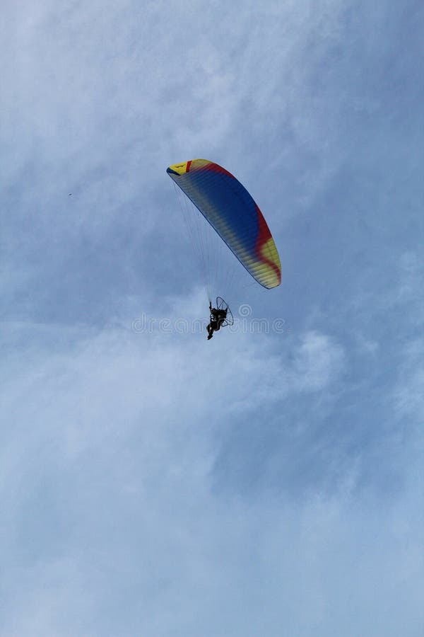 Paramotor Sport that Uses a Parachute To Hover in the Sky Stock Image ...