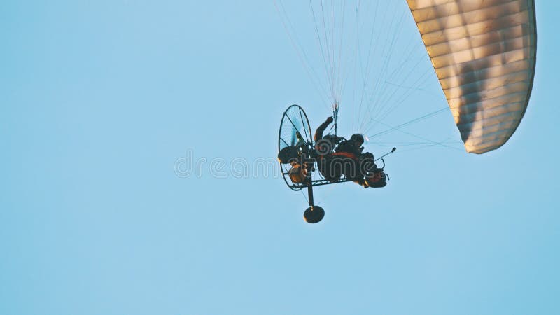 Paramotor Tandem Gliding and Flying in the Air. Copy Space Stock Image ...