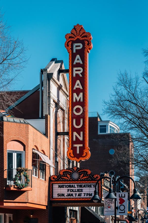 The Paramount Theater Vintage Sign at Night, Charlottesville, Virginia ...