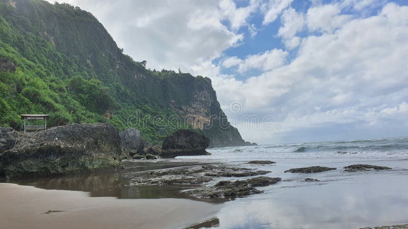 Parangtritis Coast Rocks Cliffs Indonesian Beautiful Beach Stock Photo ...