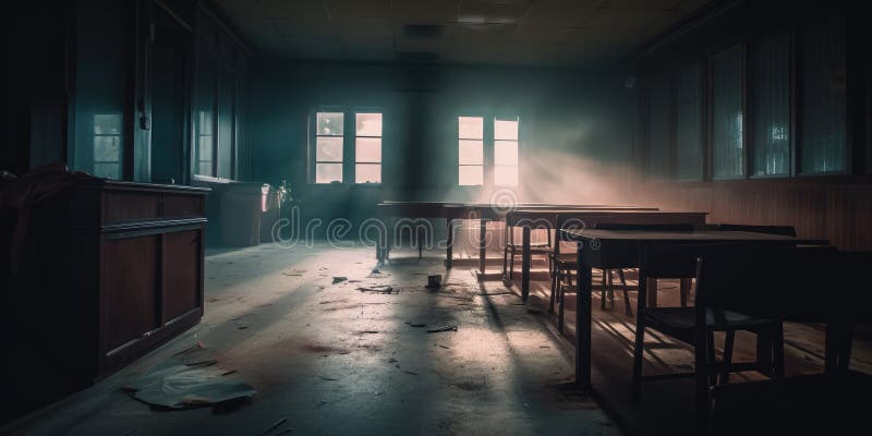 Paranormal Activity Inside an Empty School Classroom Stock Image ...