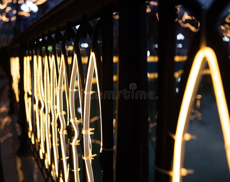Parapet, Railing Illuminated. Bright Light Background. Glow Stock Photo ...