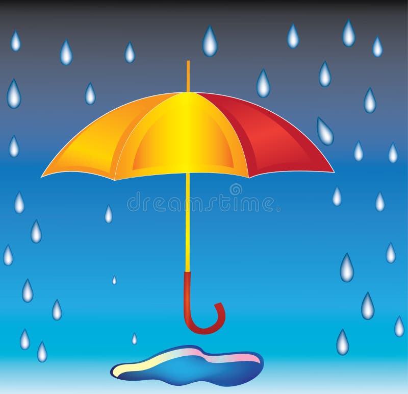 Höstregn och glömt paraply vektor illustrationer. Illustration av regn ...