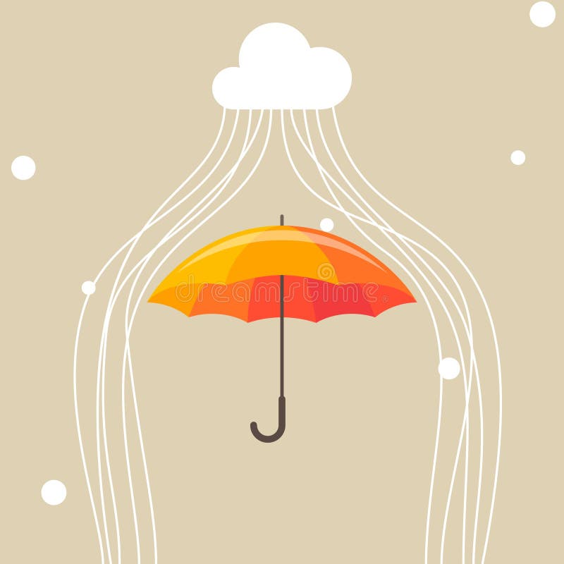 Paraply i luften med regn vektor illustrationer. Illustration av ...