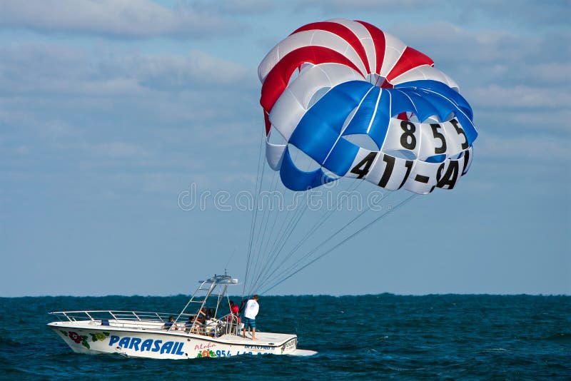 ParaSailing Boat Off the Florida Coast Editorial Stock Image - Image of ...