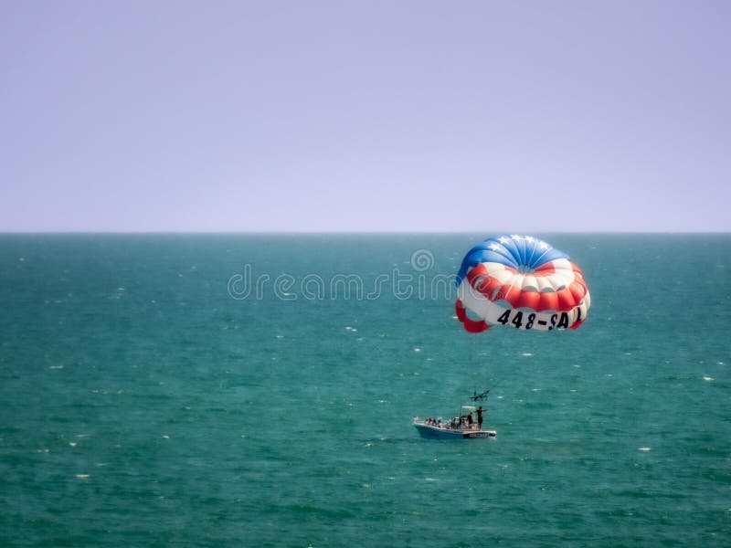 Parasailing on the Gulf of Mexico Stock Photo - Image of myrtle ...