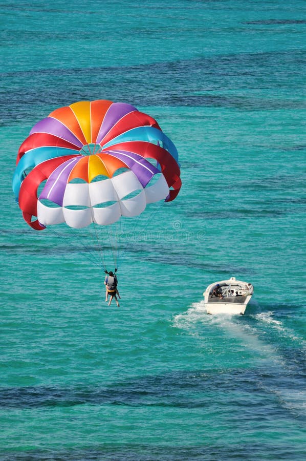 Parasailing Over the Caribbean Ocean Stock Photo - Image of tropical ...
