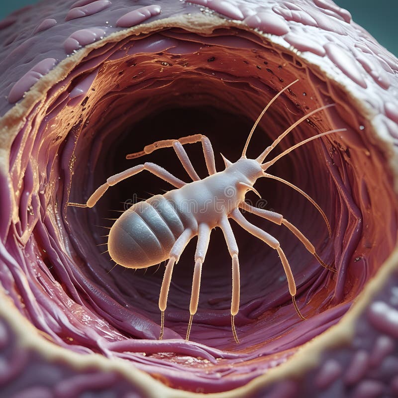 Parasite Inside Intestine, Microscopic View Stock Illustration ...