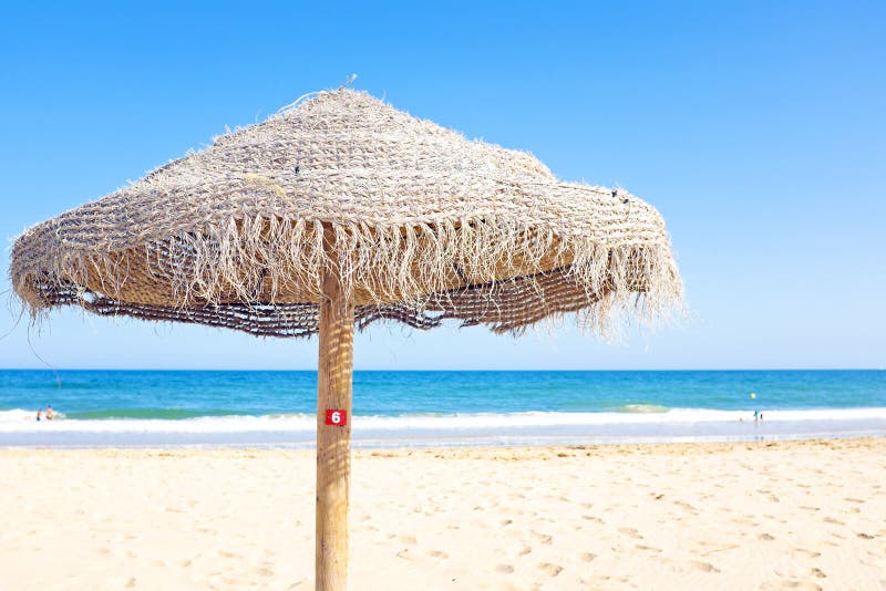 Parasol at the beach stock photo. Image of coast, tropical - 32406944