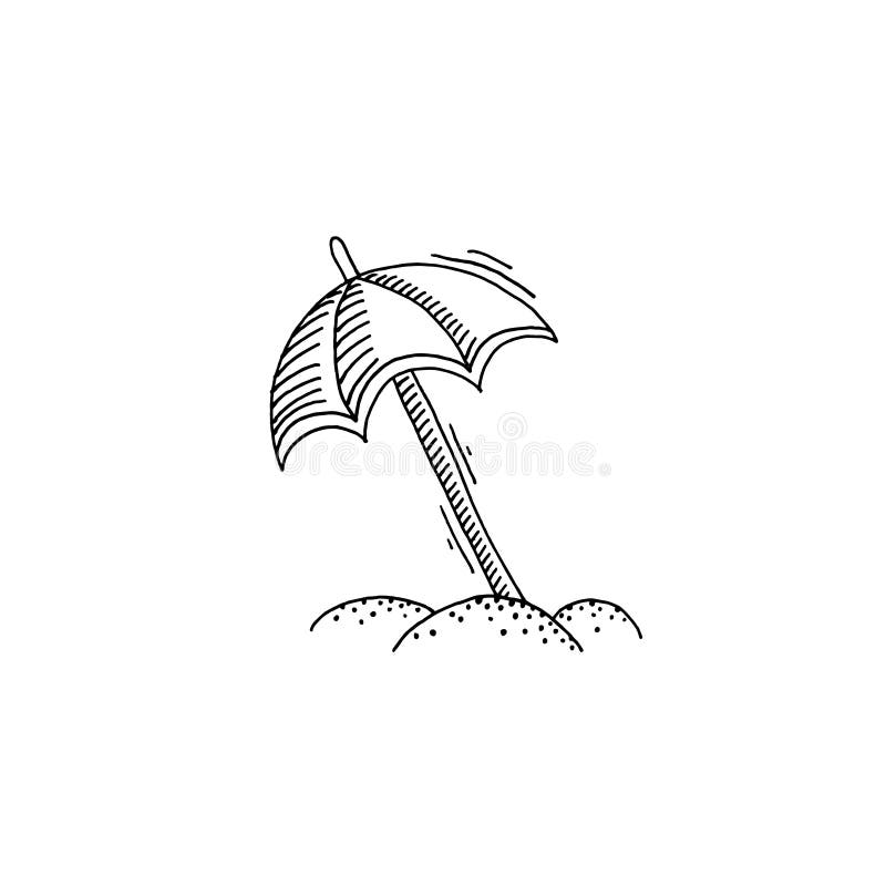 Parasol on the Beach in the Sand Sketch Drawing Icon Stock Vector ...