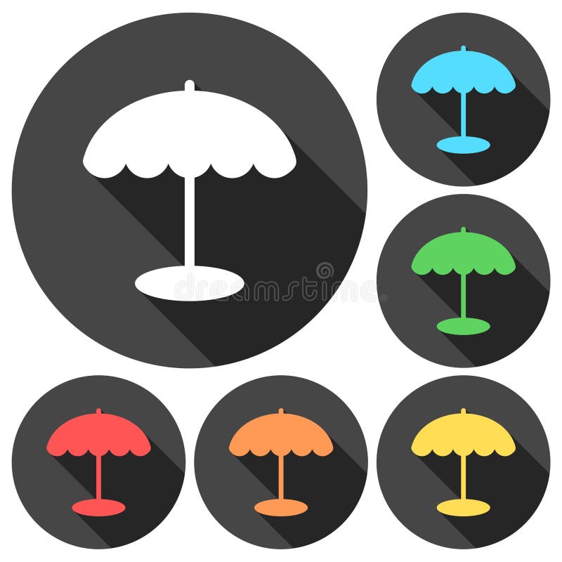 Parasol Icons Set with Long Shadow Stock Vector - Illustration of ...