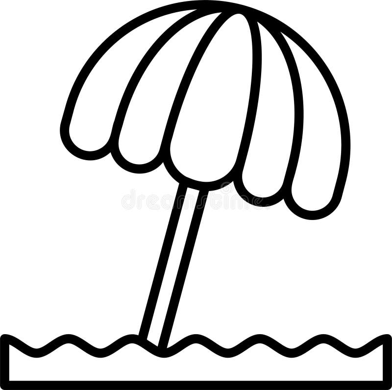 Parasol Outline Vector Icon Stock Vector - Illustration of vector ...
