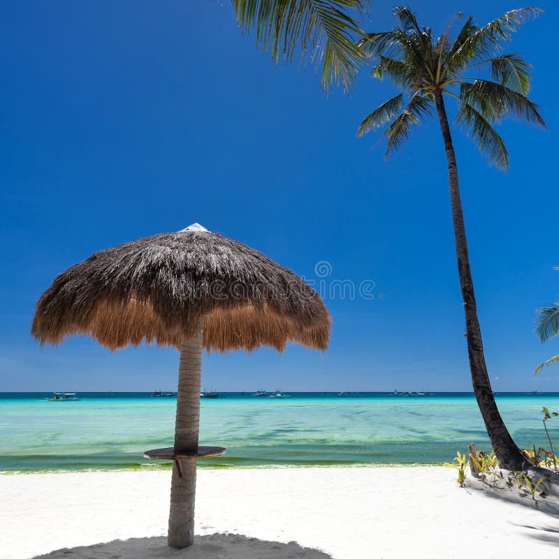 Parasol Sur La Plage Tropicale Photo stock - Image du honeymoon, plage ...