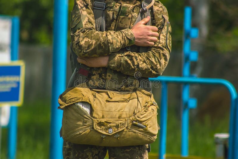 Paratrooper Training Jump from Parachute Stock Image - Image of action ...