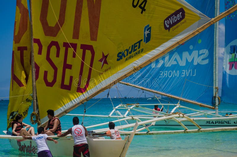 Paraw Sailing Boat Boracay Beach Philippines Stock Image - Image of ...