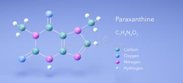 Paraxanthine. Molecular Structures, 3d Rendering, Structural Chemical ...