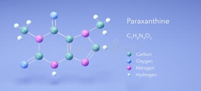 Paraxanthine. Molecular Structures, 3d Rendering, Structural Chemical ...