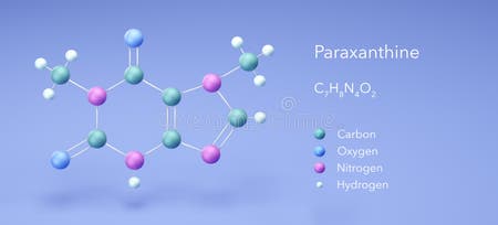 Paraxanthine. Molecular Structures, 3d Rendering, Structural Chemical ...