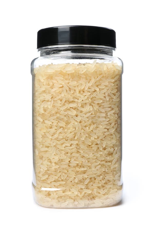 Parboiled Rice in Jar, Isolated on White. Stock Photo - Image of food ...