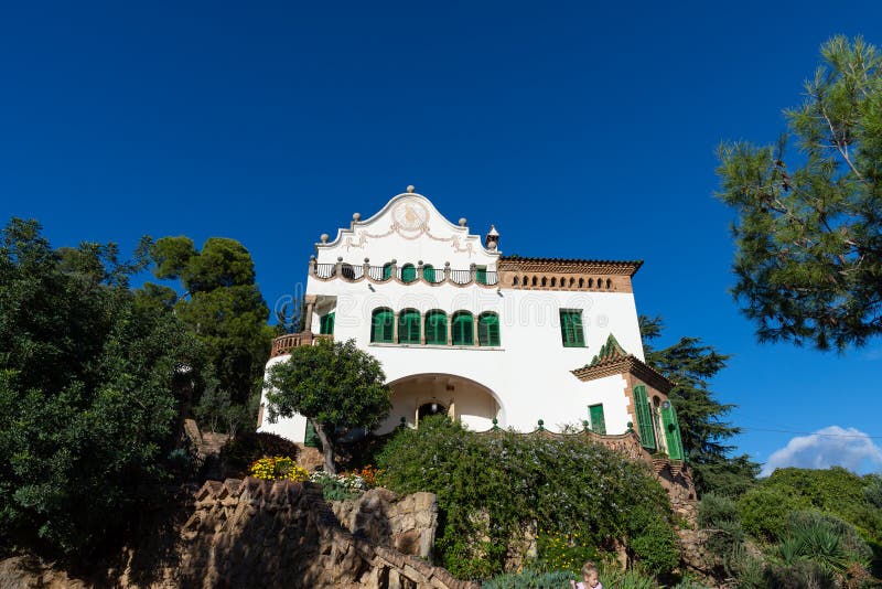 Parc Guell, House Inside the Wild Nature of the Parc. Barcelona Stock ...