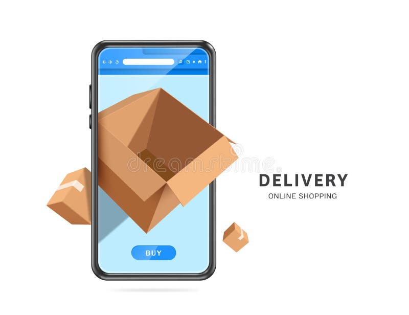 Parcel Box or Cardboard Box Opened Inside is Empty Appears in Front of ...