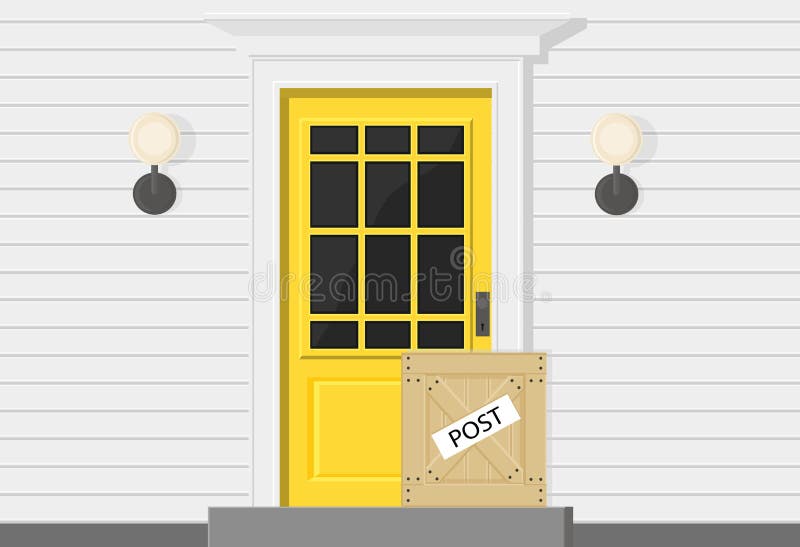 Parcel Box at the Door of the House Post Office Delivery Stock Vector ...