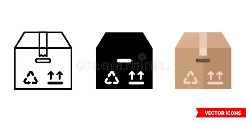 Parcel Box Icon of 3 Types. Isolated Vector Sign Symbol. Stock Vector ...