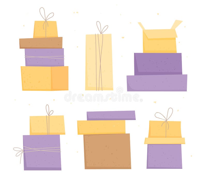 Parcel Box Icons Set Cartoon Vector. Box Delivery Stock Vector ...