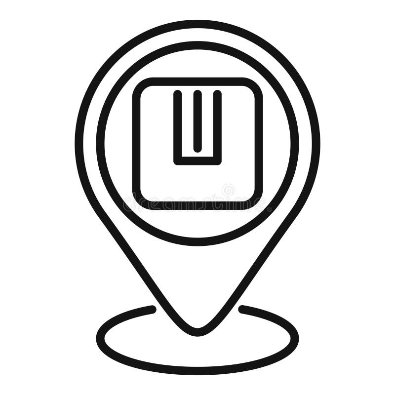 Parcel Box Location Icon Outline Vector. Courier Ship Stock Vector ...