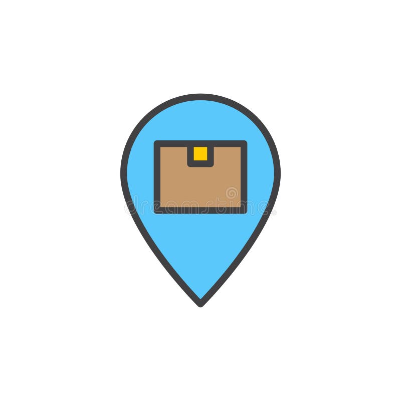 Parcel Box on Map Pointer Filled Outline Icon, Vector Sign Stock Vector ...