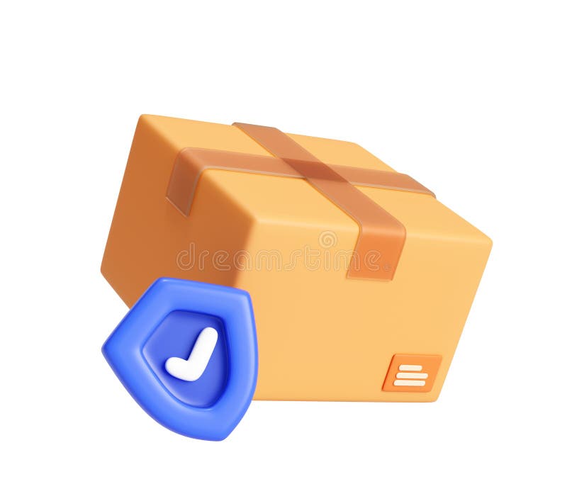 Parcel Box with Security Shield Transportation Safety 3D Illustration ...