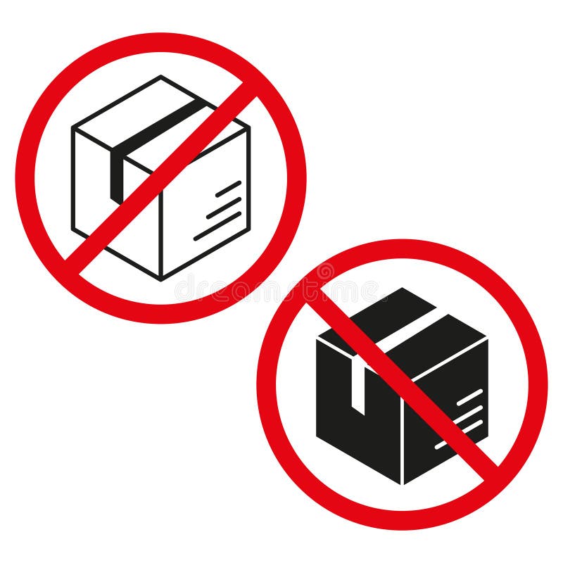 Parcel Box Warning. No Package Icon. Red Prohibited Symbol. Vector ...