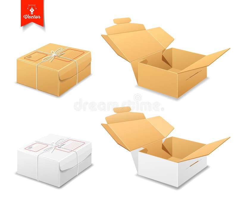 Parcel Boxes Brown and White Box Stock Illustration - Illustration of ...