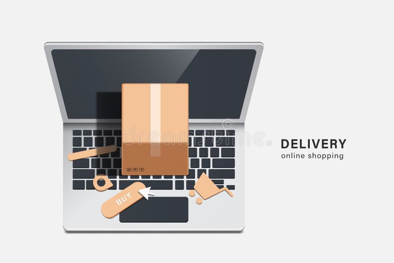 Parcel Boxes or Cardboard Boxes Place on Laptop Computer for Delivery ...