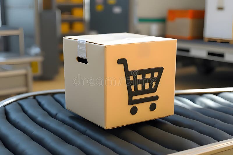 Parcel Boxes on Conveyor Belt, Ready for Delivery Via Truck, Ship and ...
