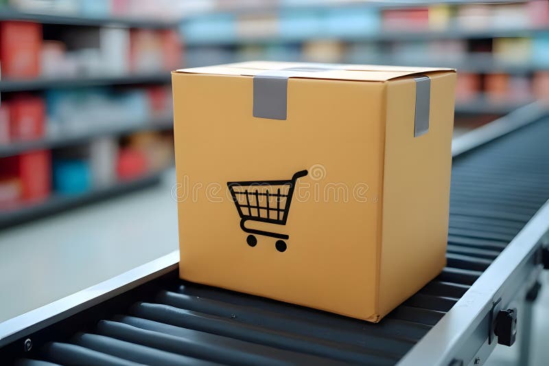 Parcel Boxes on Conveyor Belt, Ready for Delivery Via Truck, Ship and ...